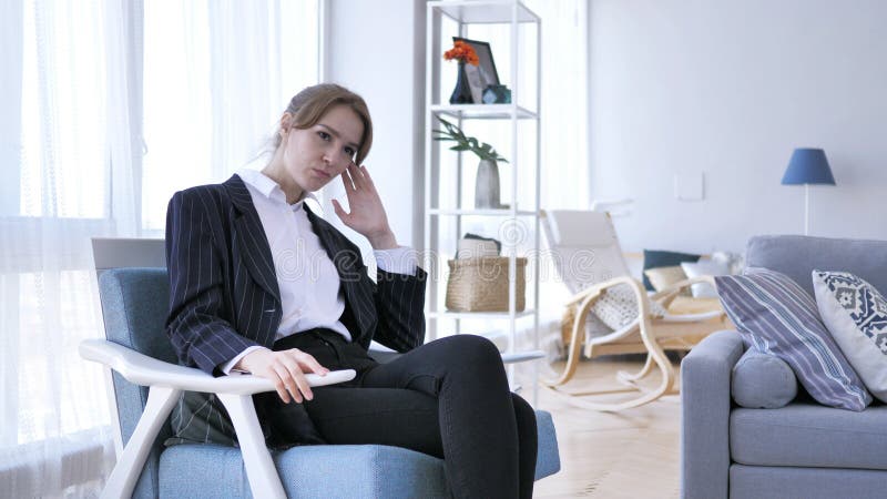 Tense Woman Thinking in Frustration about Problem Stock Image - Image ...