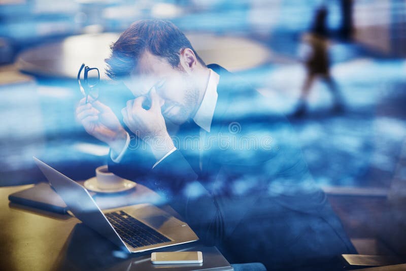 Tense work stock photo. Image of laptop, businessman - 69400948