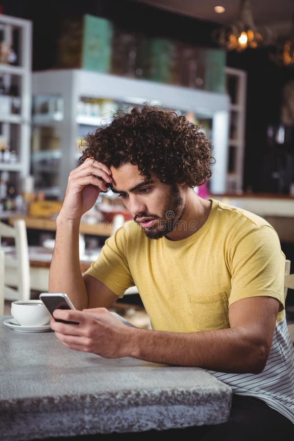 Tensed Man Using Mobile Phone Stock Image - Image of dialing, people ...