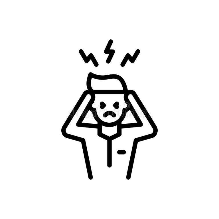 Black Line Icon for Tension, Stress and Anger Stock Vector ...