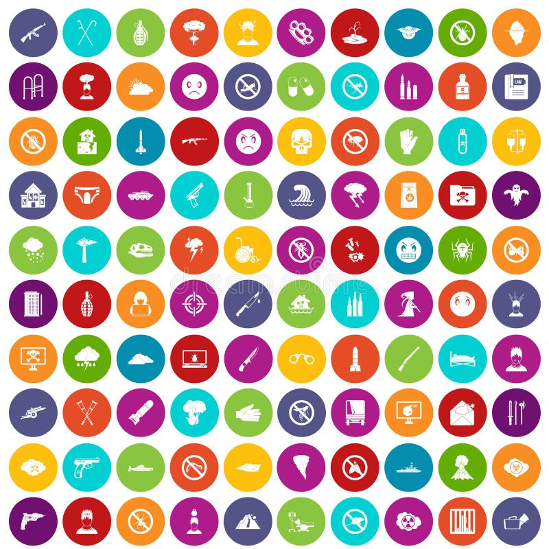 100 Tension Icons Set Color Stock Vector - Illustration of landslide ...