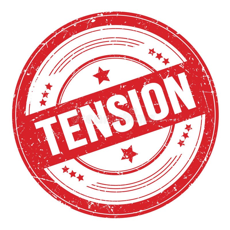 TENSION Text on Red Round Grungy Stamp Stock Illustration ...