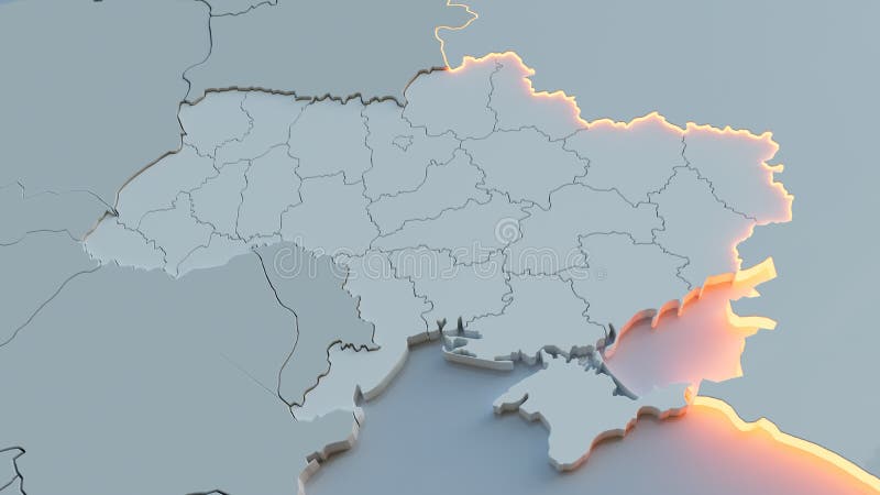 Tension between Ukraine and Russia. Conceptual Map of State Borders. 3D ...