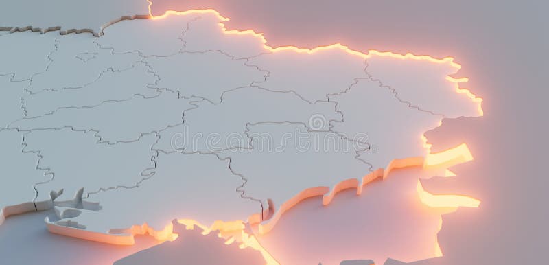 Tension between Ukraine and Russia. Conceptual Map of State Borders. 3D ...