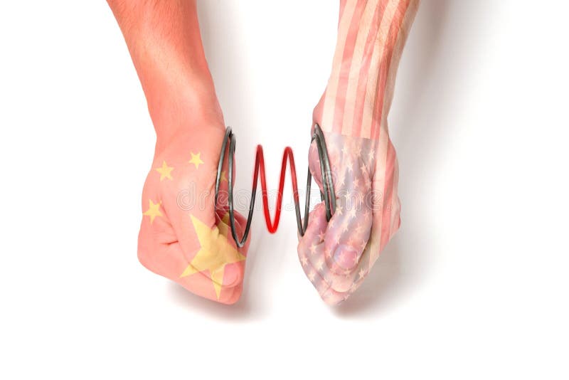 Tension between the US and China. Concept of Confrontation between the ...