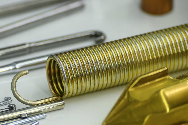 The Tension Wire Coil Spring in the Light Blue Scene Stock Image ...