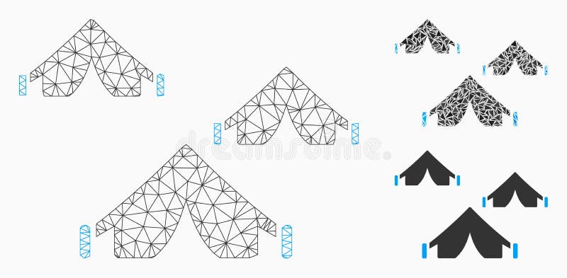 Tent Camp Vector Mesh Network Model and Triangle Mosaic Icon Stock ...