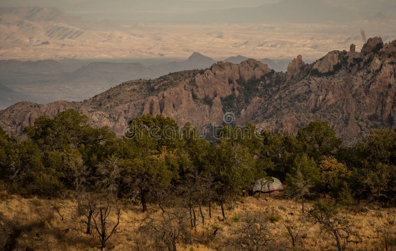 Tent Camped on the Ridge of the Chisos Mountains Stock Photo - Image of ...