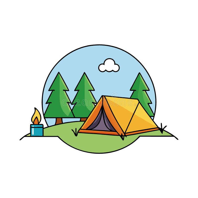 A Tent and Campfire in a Wooded Area. Ideal for Outdoor Adventures ...