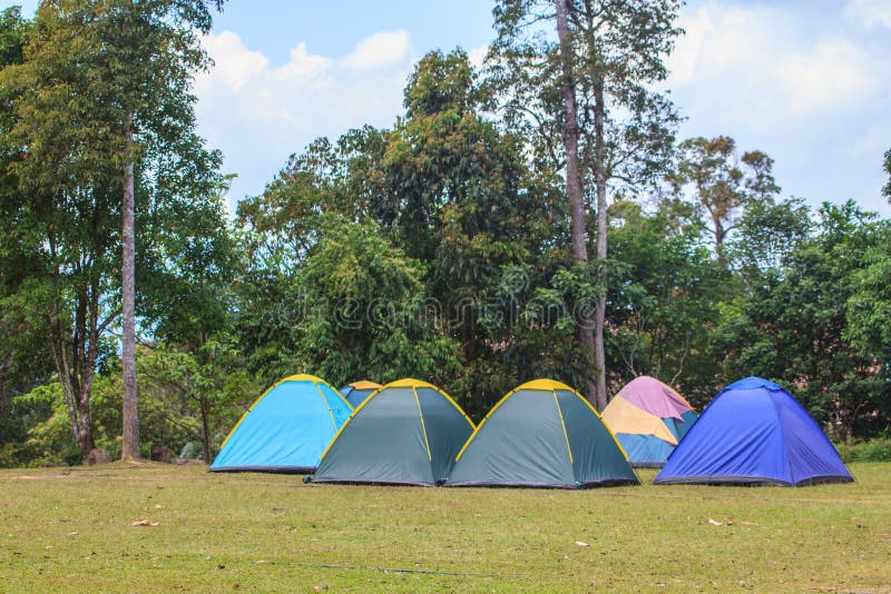 Tent on Campground in Morning Stock Image - Image of mountain, leisure ...
