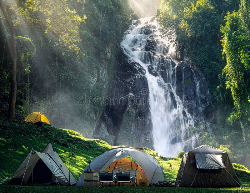Tent and Camping with Mae Tia Waterfall Stock Image - Image of travel ... Tent and Camping with Mae Tia Waterfall Stock Image - Image of travel ...