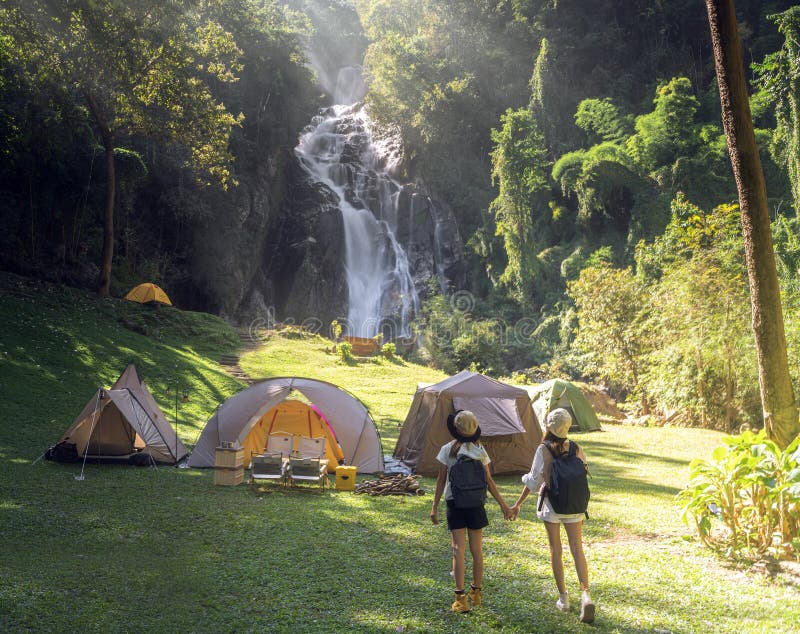 Tent and Camping with Mae Tia Waterfall Stock Image - Image of landmark ... Tent and Camping with Mae Tia Waterfall Stock Image - Image of landmark ...