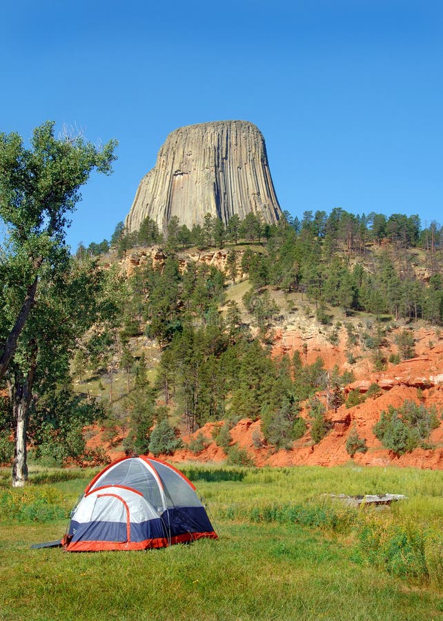 Tent Camping Near Devil S Tower Stock Image - Image of campground ...
