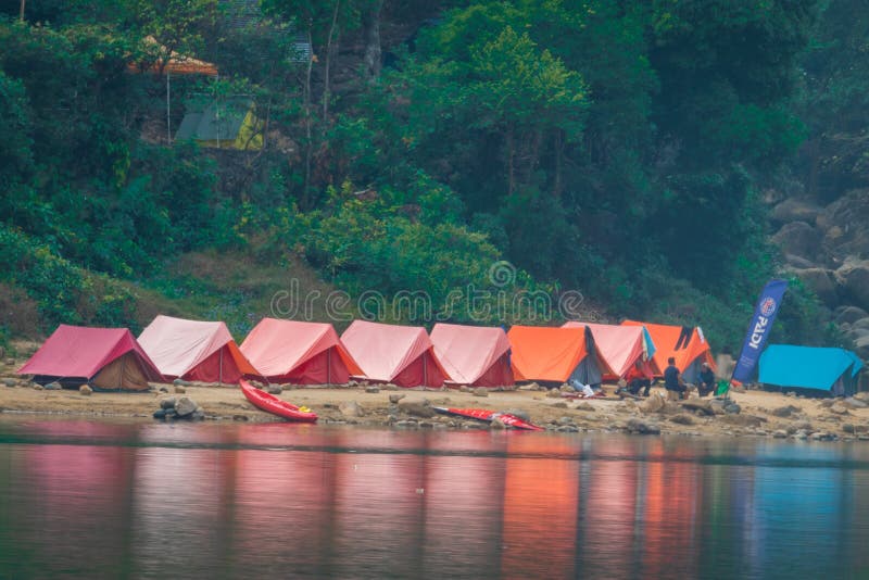 Tent Camping at Shnongpdeng Editorial Stock Image - Image of bridge ...