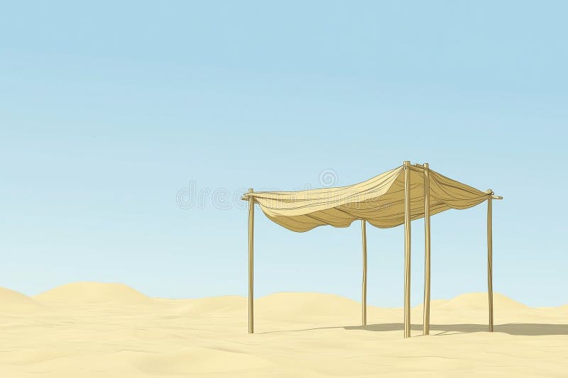 Tent Canopy Providing Shade in the Hot Desert Sand Stock Illustration ...
