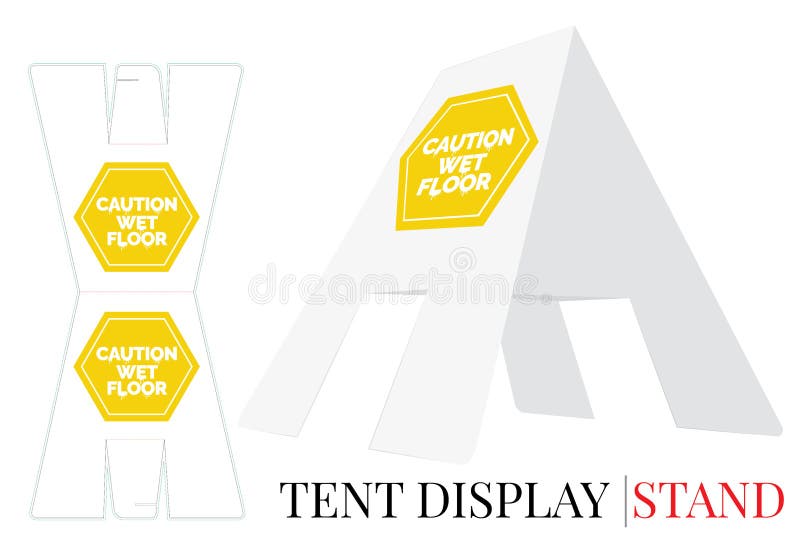 Tent Display Stand. Caution Wet Floor Sign, Vector. Die-cut, Laser ...