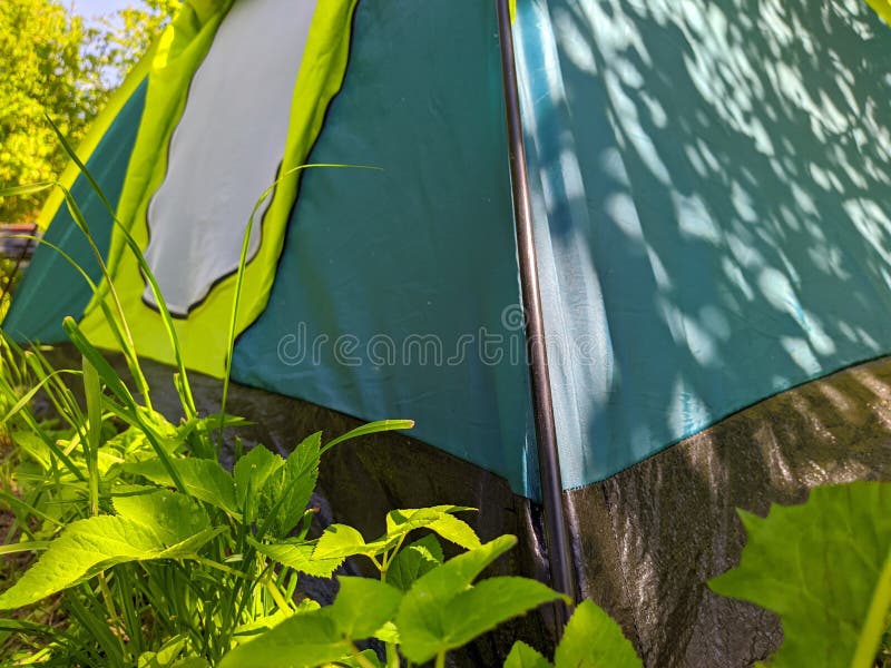Tent in the Forest in the Summer during the Day. Waterproof Tent ...