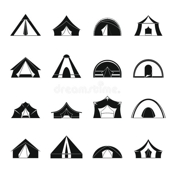Tent Forms Icons Set, Simple Style Stock Vector - Illustration of ...