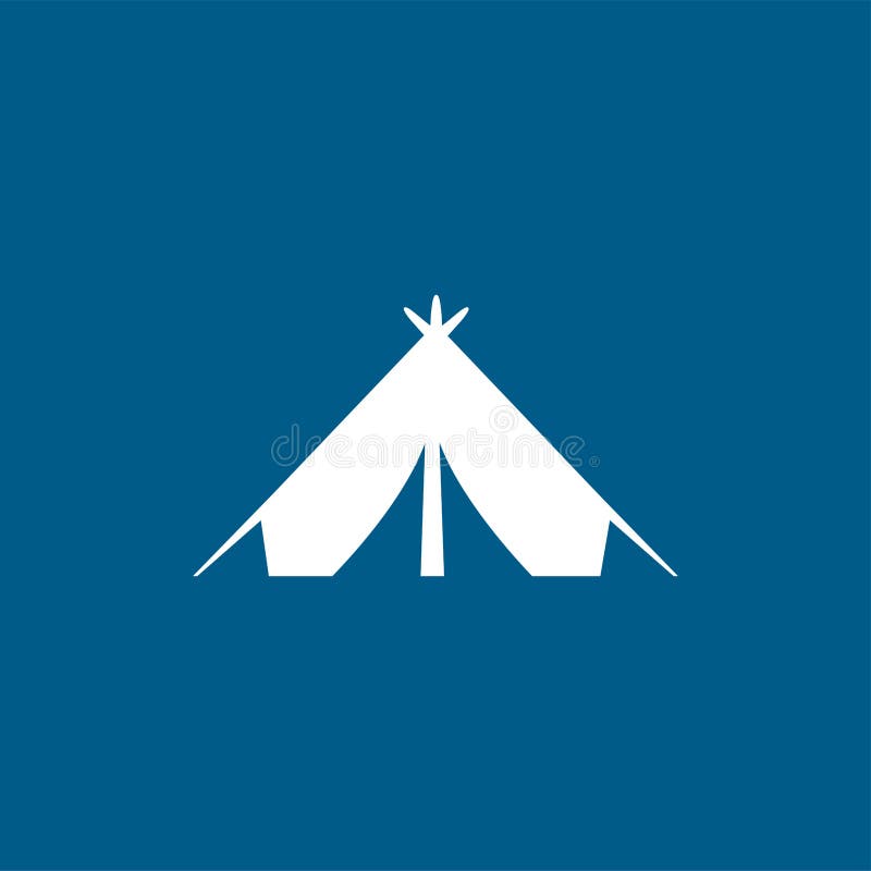 Tent Icon on Blue Background. Blue Flat Style Vector Illustration Stock ...