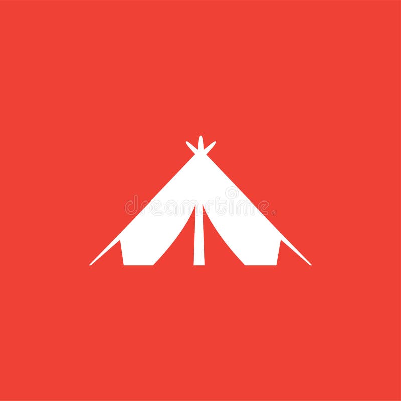 Tent Icon on Red Background. Red Flat Style Vector Illustration Stock ...
