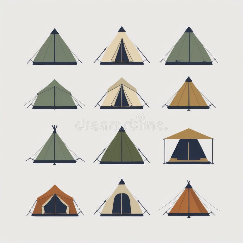 Tent Icons - Stylized Variations Stock Illustration - Illustration of ...