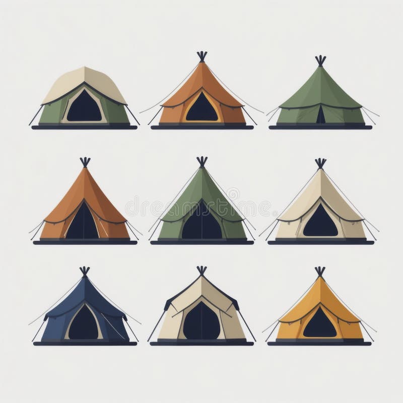 Tent Icons - Stylized Variations Stock Illustration - Illustration of ...