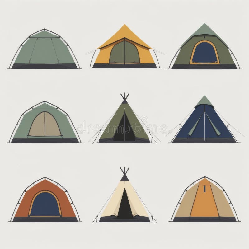 Tent Icons - Stylized Variations Stock Illustration - Illustration of ...