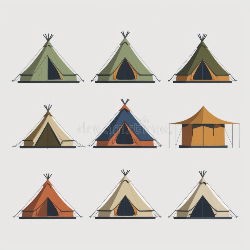 Tent Icons - Stylized Variations Stock Illustration - Illustration of ...