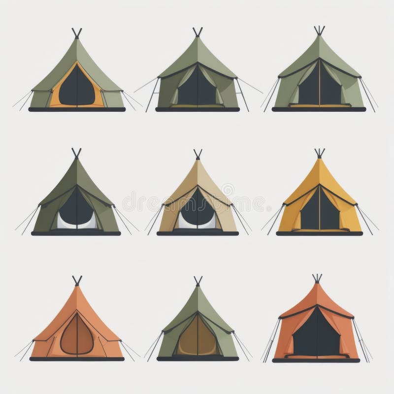 Tent Icons - Stylized Variations Stock Illustration - Illustration of ...