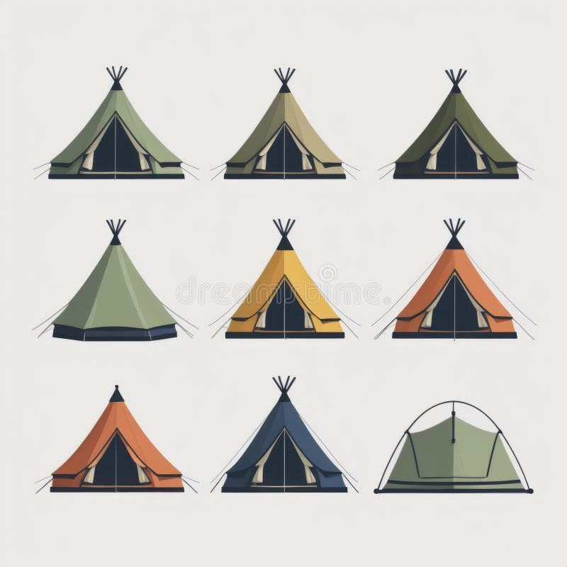 Tent Icons - Stylized Variations Stock Illustration - Illustration of ...