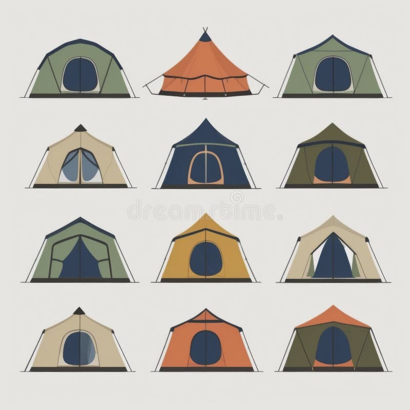 Tent Icons - Stylized Variations Stock Illustration - Illustration of ...