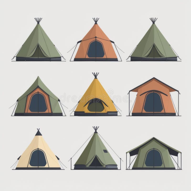 Tent Icons - Stylized Variations Stock Illustration - Illustration of ...