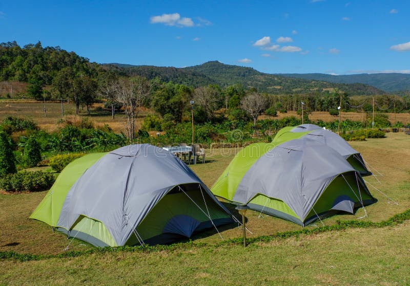 Tent landscape stock image. Image of meadow, landscape - 85344771