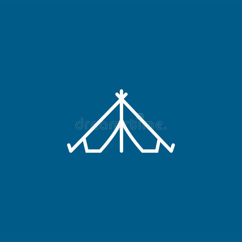Tent Line Icon on Blue Background. Blue Flat Style Vector Illustration ...