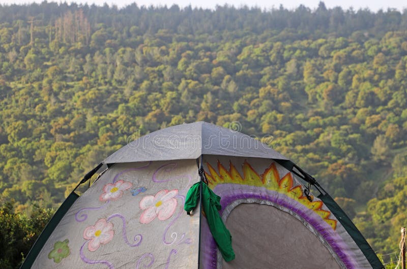 A tent in nature stock photo. Image of tent, camp, trees - 145210826