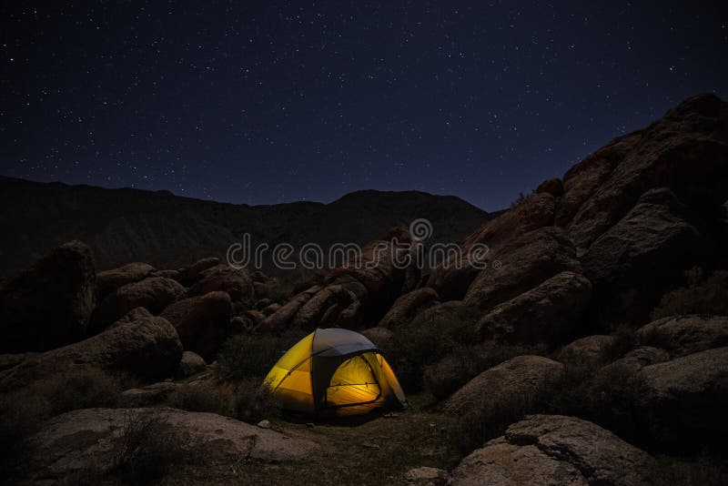 Tent at Night stock photo. Image of cozy, dome, outdoors - 142891574