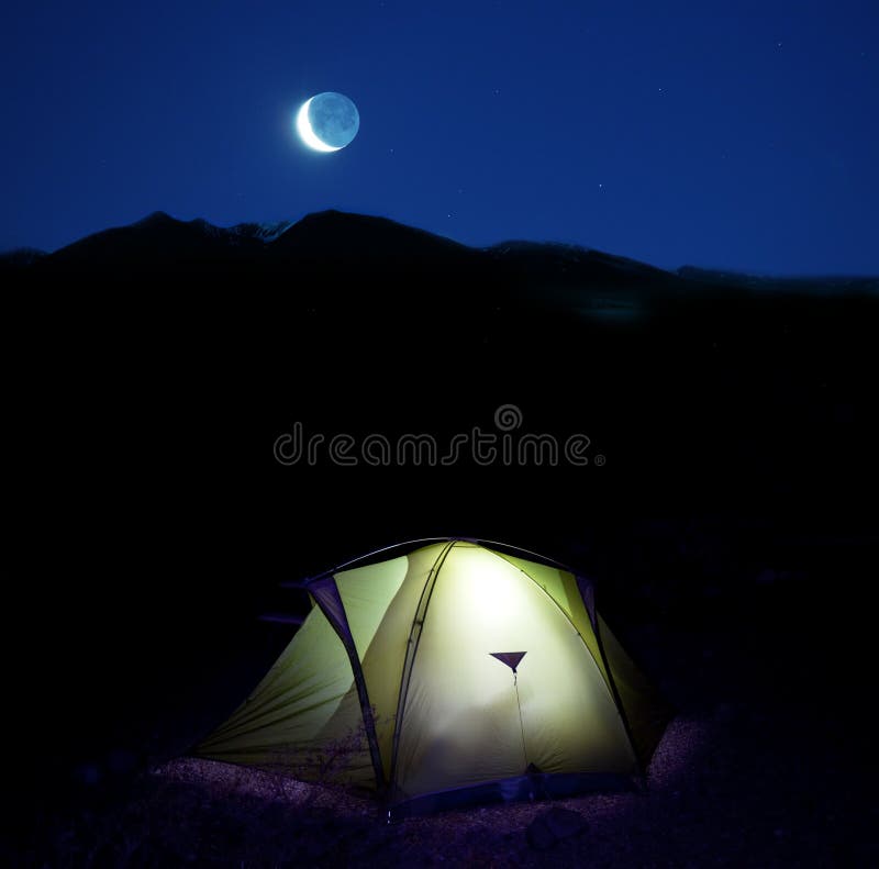 Tent in night stock image. Image of open, dark, hiking - 54190267