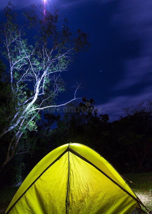 Tent in night stock image. Image of open, dark, hiking - 54190267