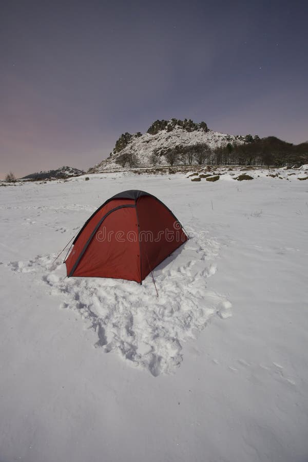 Tent at night in snow stock photo. Image of season, bright - 30869834