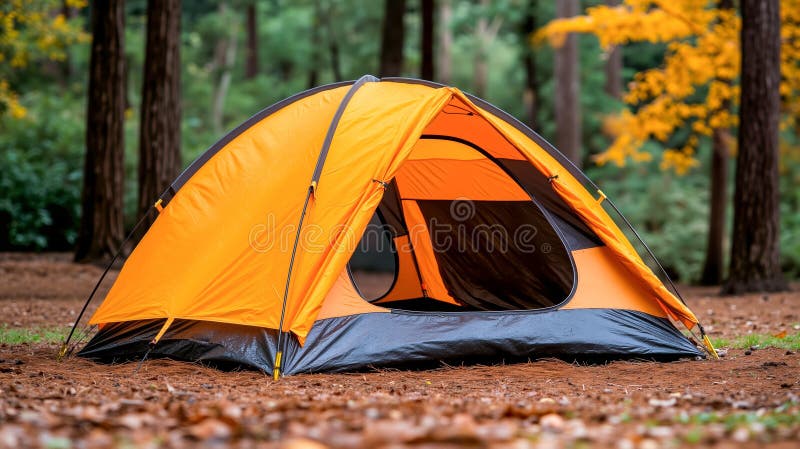 A Tent is Set Up in the Woods in the Fall Stock Image - Image of autumn ...
