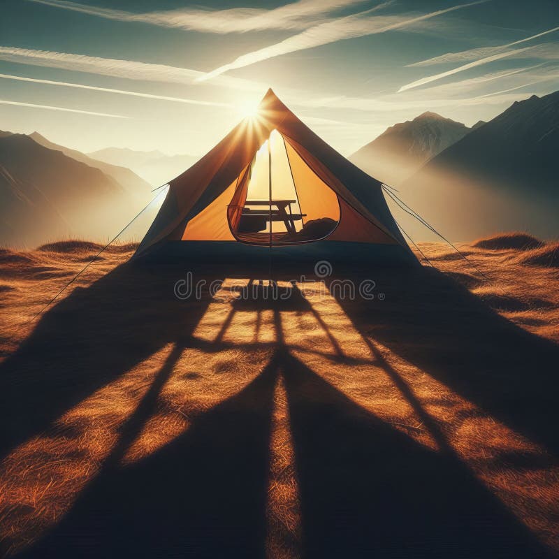 Tent Shadow a Triangular Shape Cast by a Camping Tent during the Stock ...