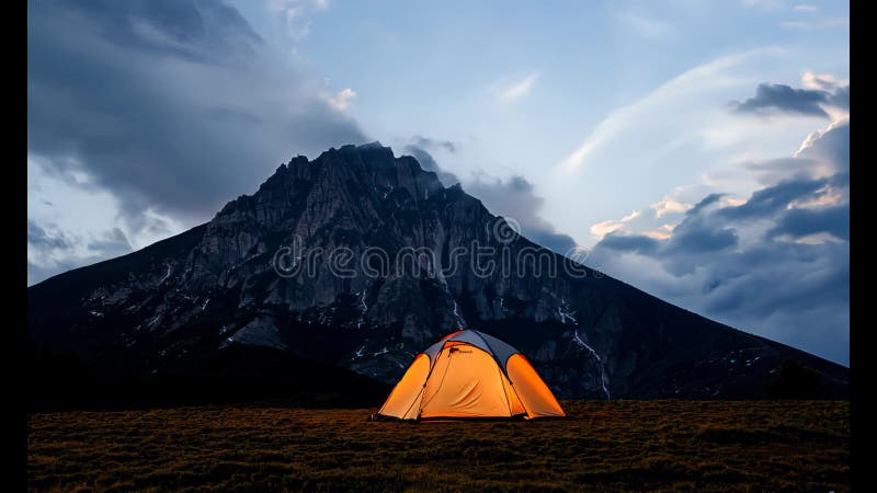 Tent at Mountain Base stock video. Video of overhead - 371218435