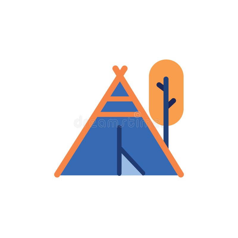 Tent and Tree Colored Filled Icon Stock Vector - Illustration of ...