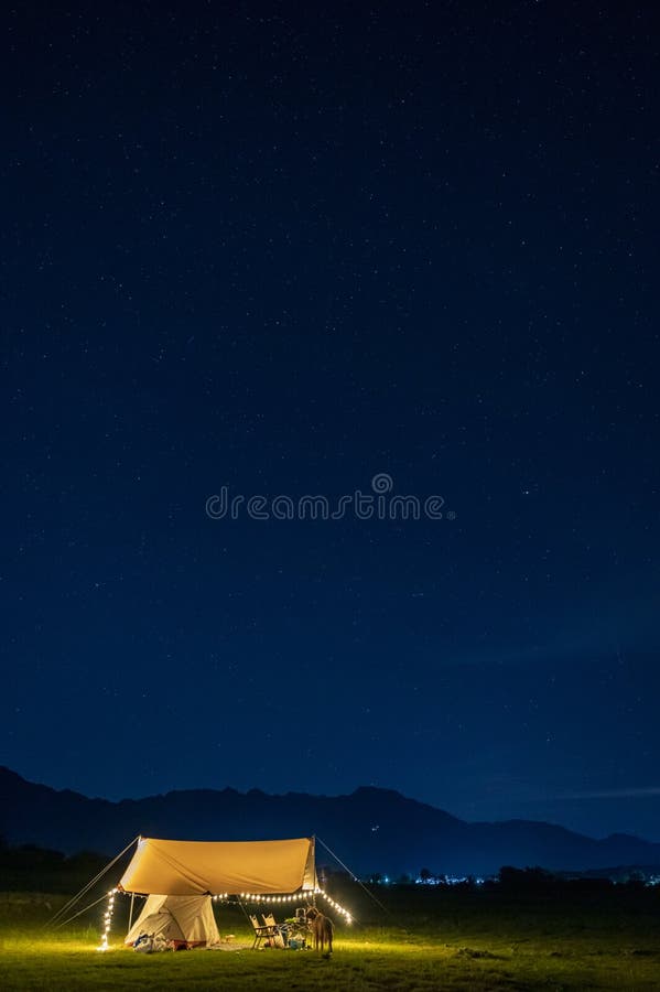 Tent Under the Stars at Night Stock Photo - Image of recreation, wild ...