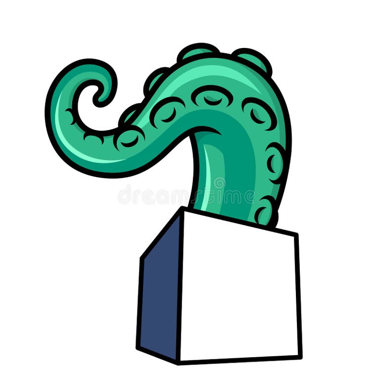 The Tentacle Crawls Out of a Square Box Stock Vector - Illustration of ...