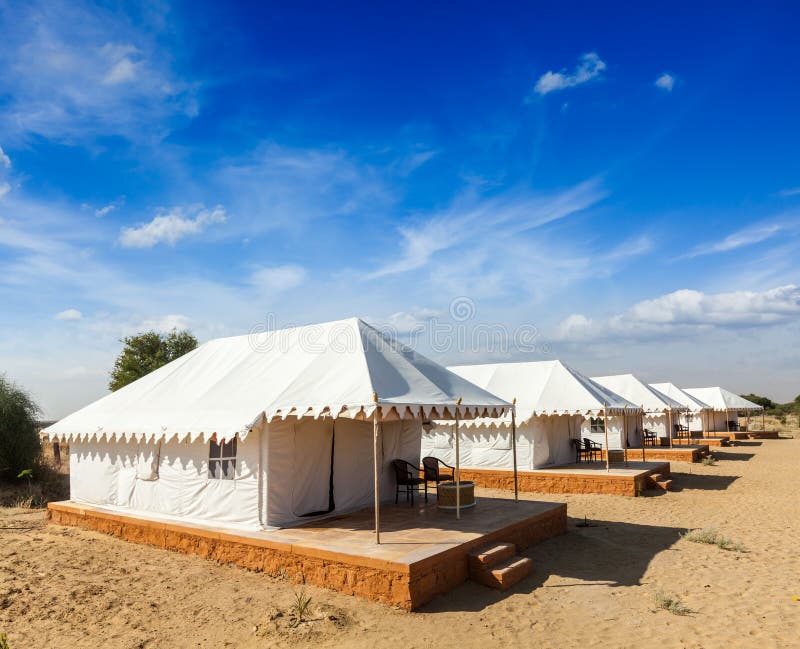 Tentkamp in Woestijn. Jaisalmer, Rajasthan, India. Stock Foto - Image ...