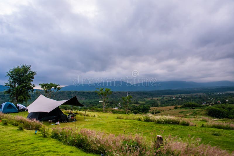 Tents Camping Area Natural Area with Green Grass Stock Photo - Image of ...
