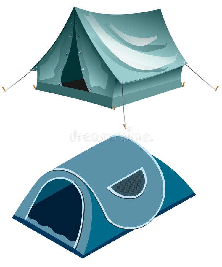 Cartoon tent set isolated. stock vector. Illustration of environment ...