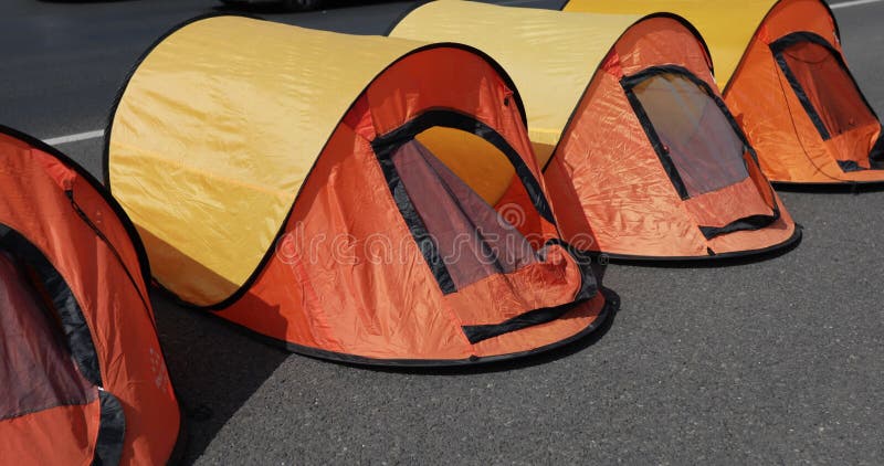 Tents on the Pavement during a Protest Stock Video - Video of bucharest ...