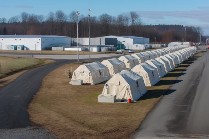 Tents in a Row, Forming Part of a Military Base Stock Illustration ...